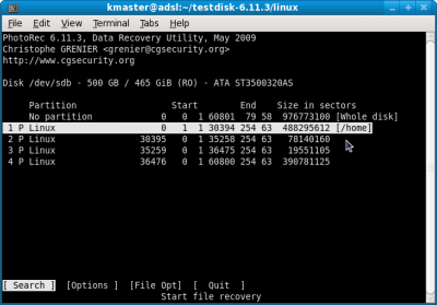 PhotoRec Recupération de données - CGSecurity