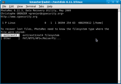 PhotoRec Recupération de données - CGSecurity